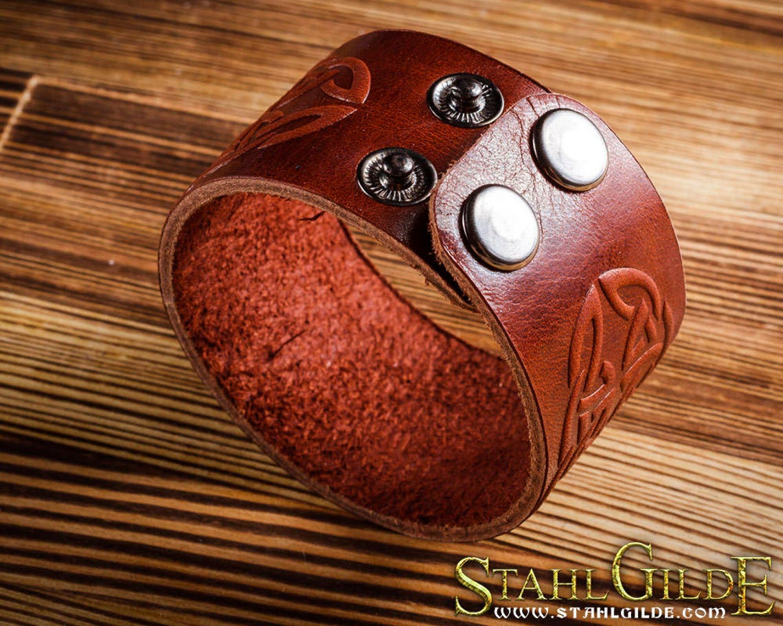 Leather Bracelet Cuff Wristband Vikings Nordic Talisman Amulet | Etsy