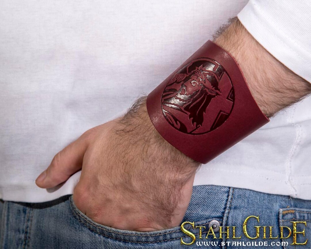 Religious Leather Wristband - Jesus Christ Emblem, Spiritual Unisex ...