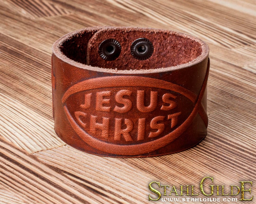 Jesus Christ, Leather Bracelet, Leather Wristband Religious, Christian ...