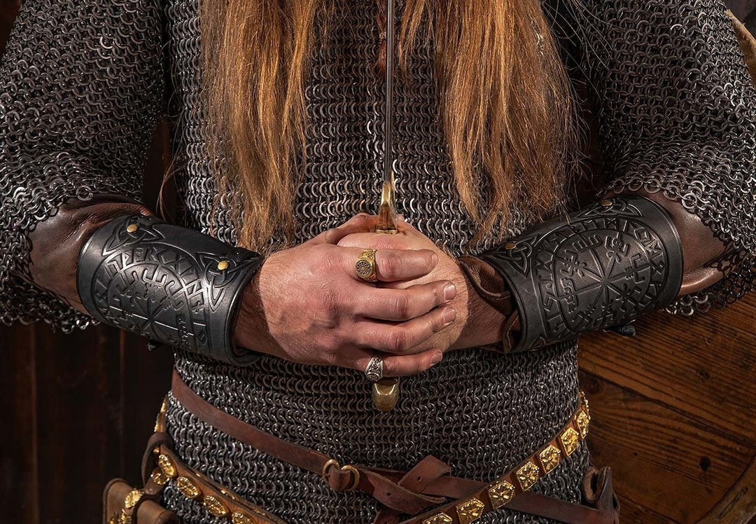 Authentic Viking Protection Gear - Handcrafted Leather Bracers With ...