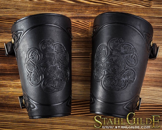 Leather Cuff LARP Bracers Armor Birds Ravens Vikings Talisman | Etsy