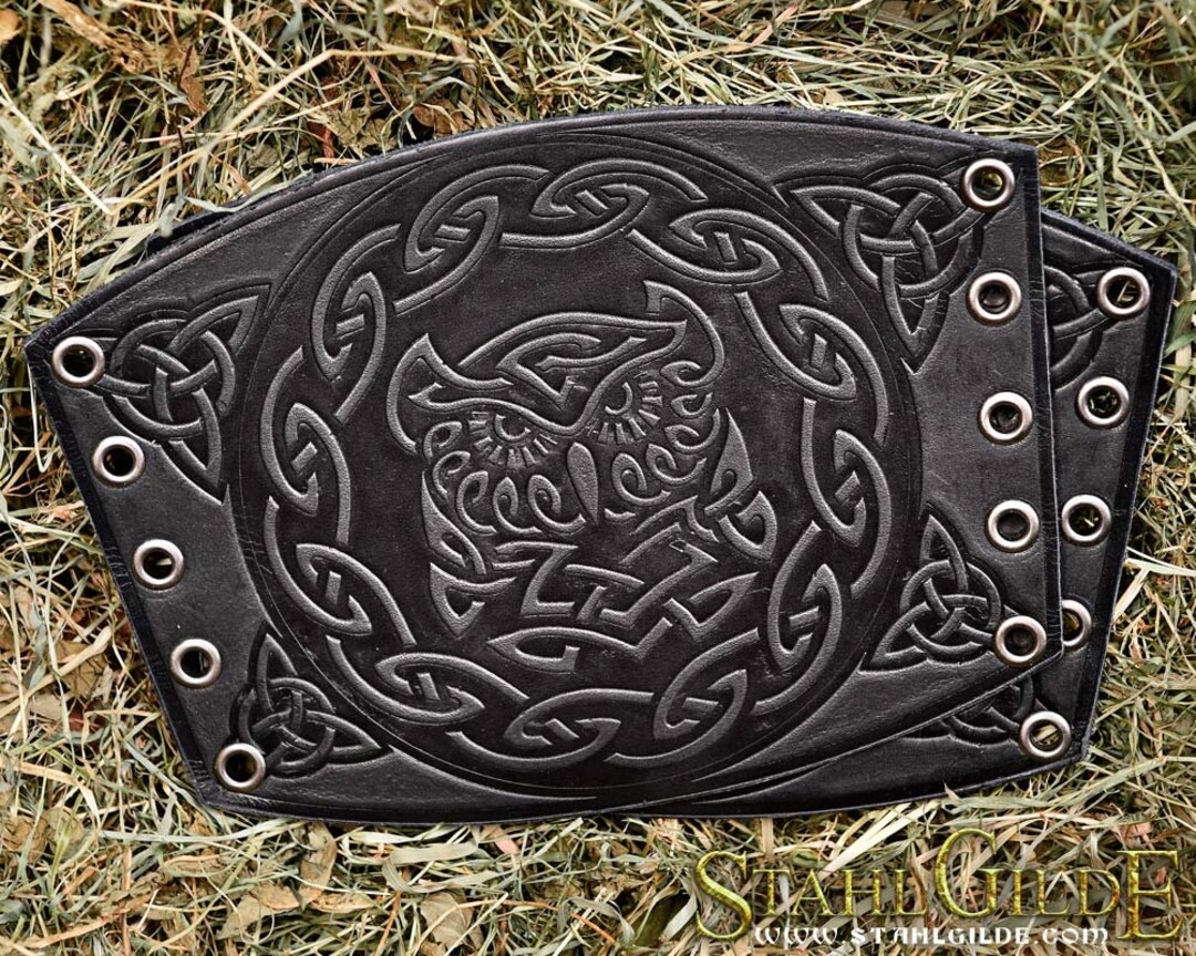 Leather Arm Bracer, Viking and Norse Inspired Leather Arm Armor, Owl ...