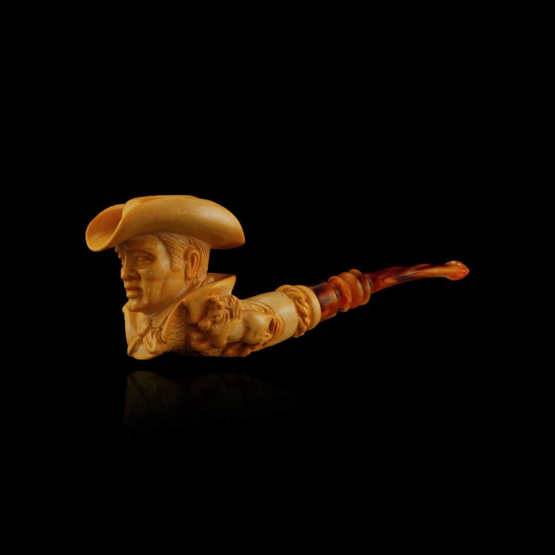 Cowboy and Horse Block Meerschaum Pipe Hand Carved Tobacco Pfeife ...
