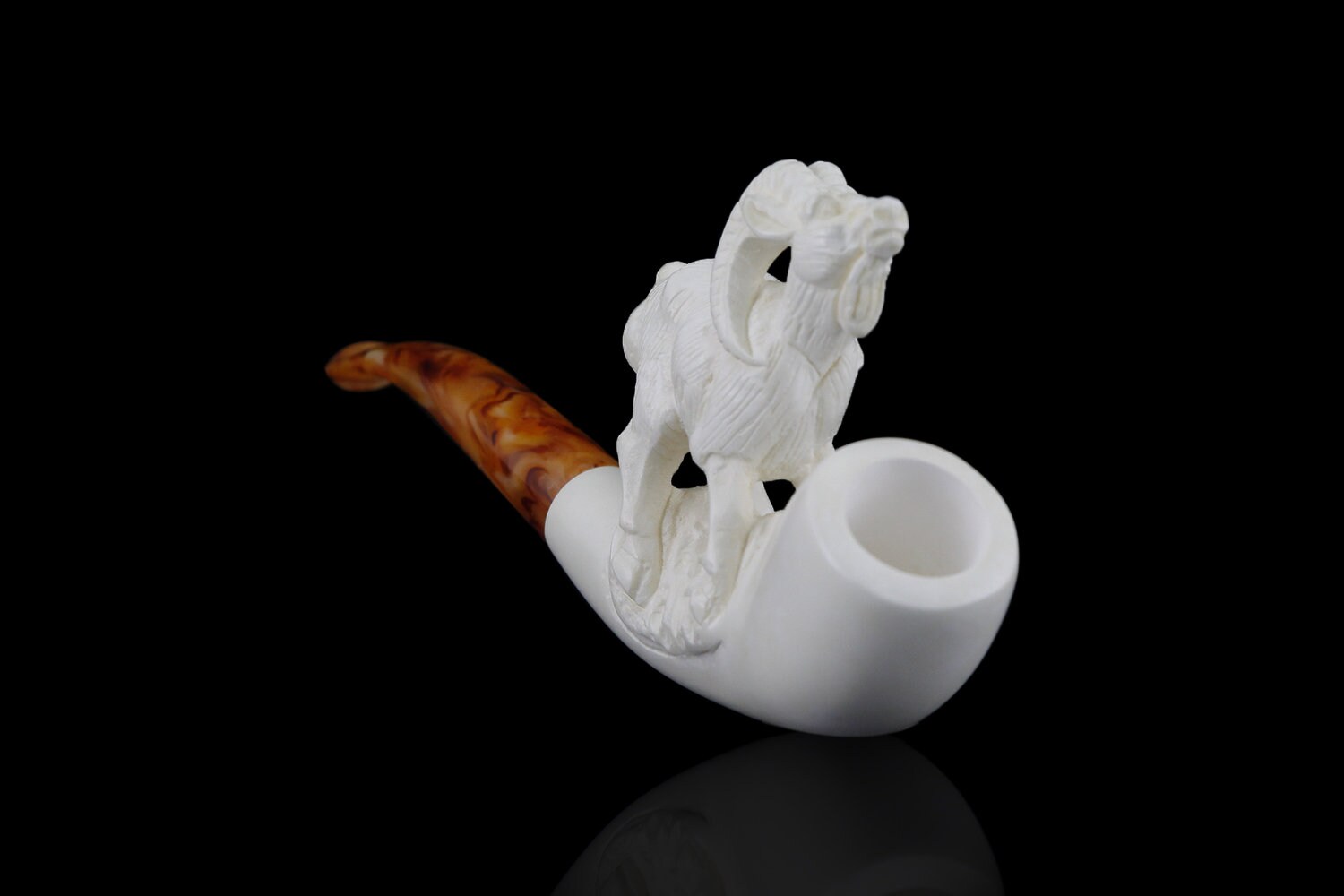 İbex Goat Meerschaum Pipe Hand Carved Smoking Pipe Tobacco Pfeife With ...