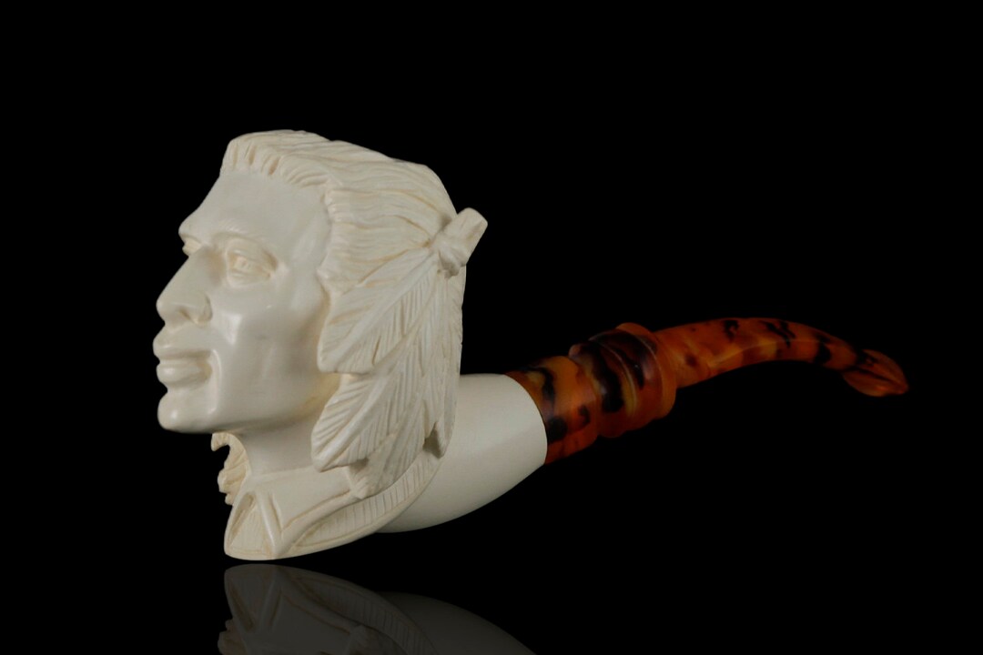 Indian Head Meerschaum Pipe Handmade Large Smoking Tobacco Pfeife 海泡石 ...