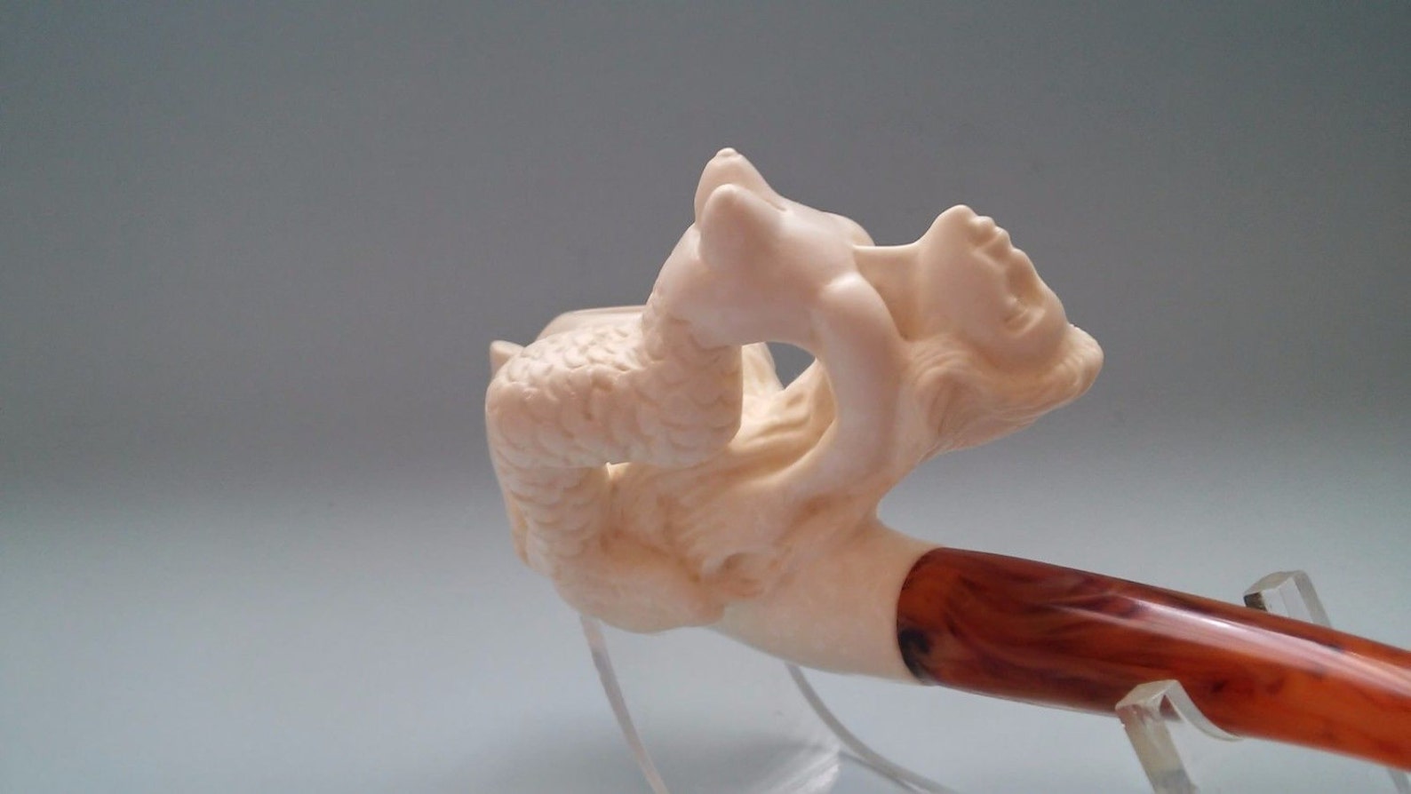 Mermaid and Dolphıns Meerschaum Pipes Handcarved Block Meerschaum Pipe ...