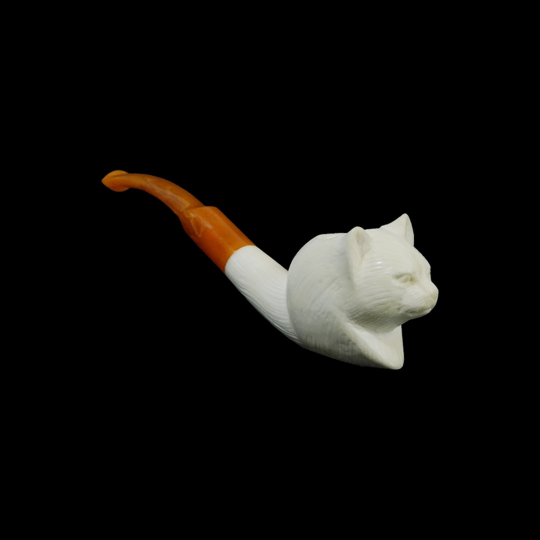 Cat Head Meerschaum Pipe Hand Carved Smoking Pfeife With Case MD-200 - Etsy