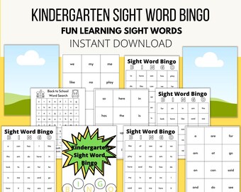 Kindergarten Sight Word Bingo - Etsy