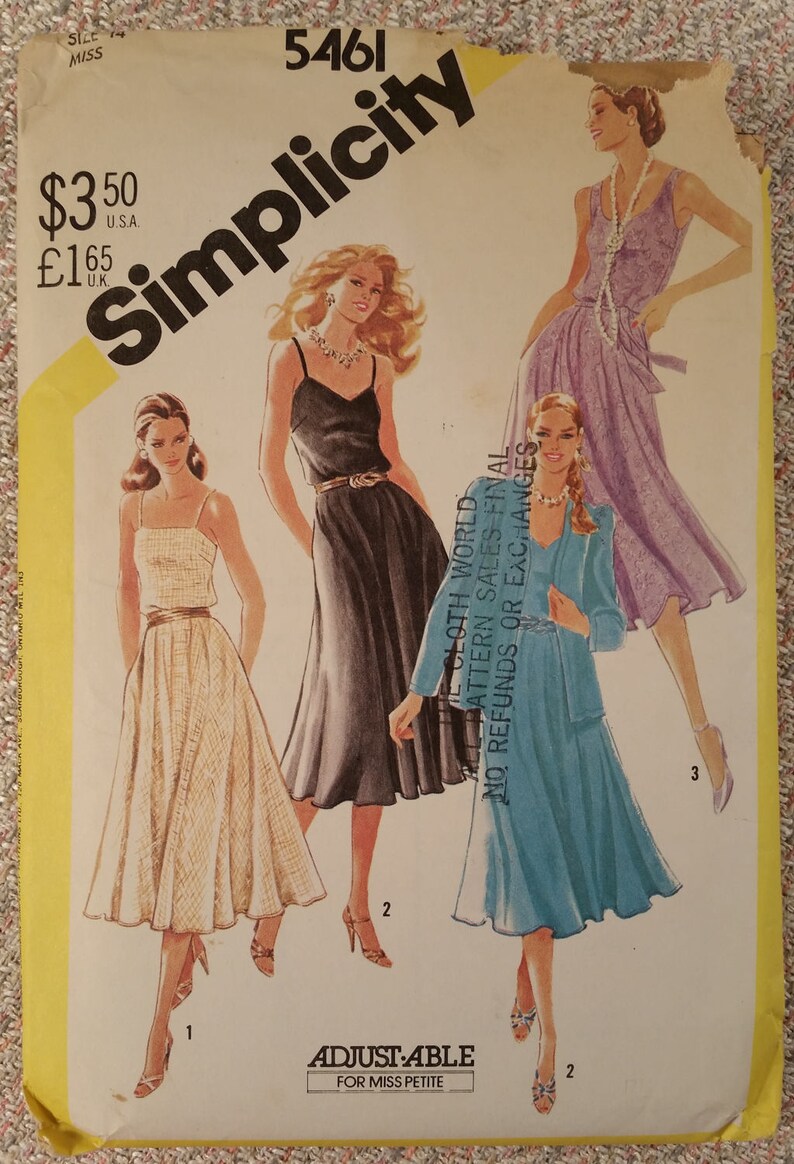 Vintage Sewing Pattern 5461 Simplicity 1980's Fashion - Etsy UK