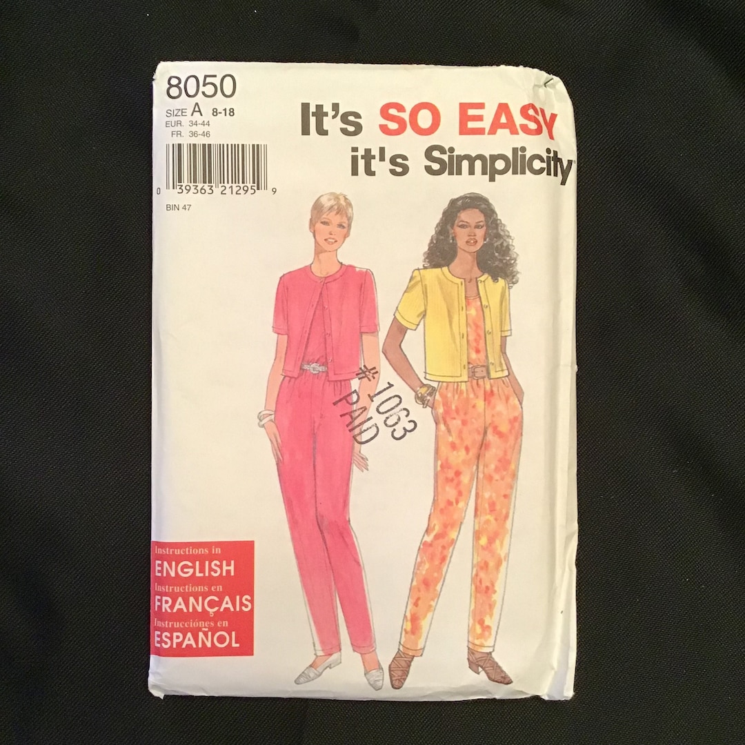 Vintage Sewing Pattern #8050 Simplicity, It's so Easy, 1990's Fashion ...