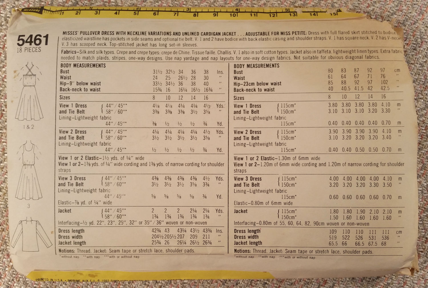 Vintage Sewing Pattern 5461 Simplicity, 1980's Fashion, Misses Pullover ...