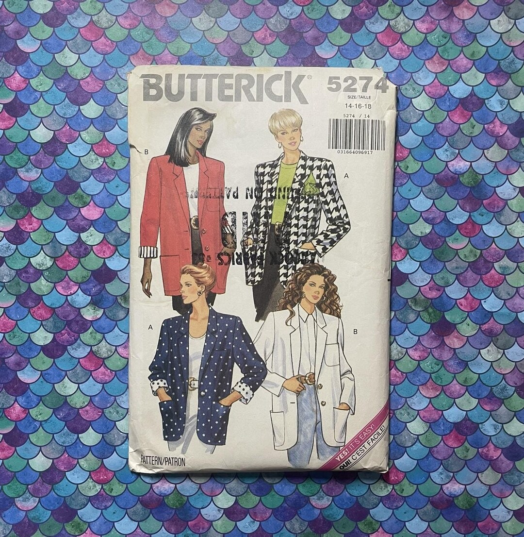 Vintage Sewing Pattern #5274 Butterick, 1990's Fashion, Oversized ...