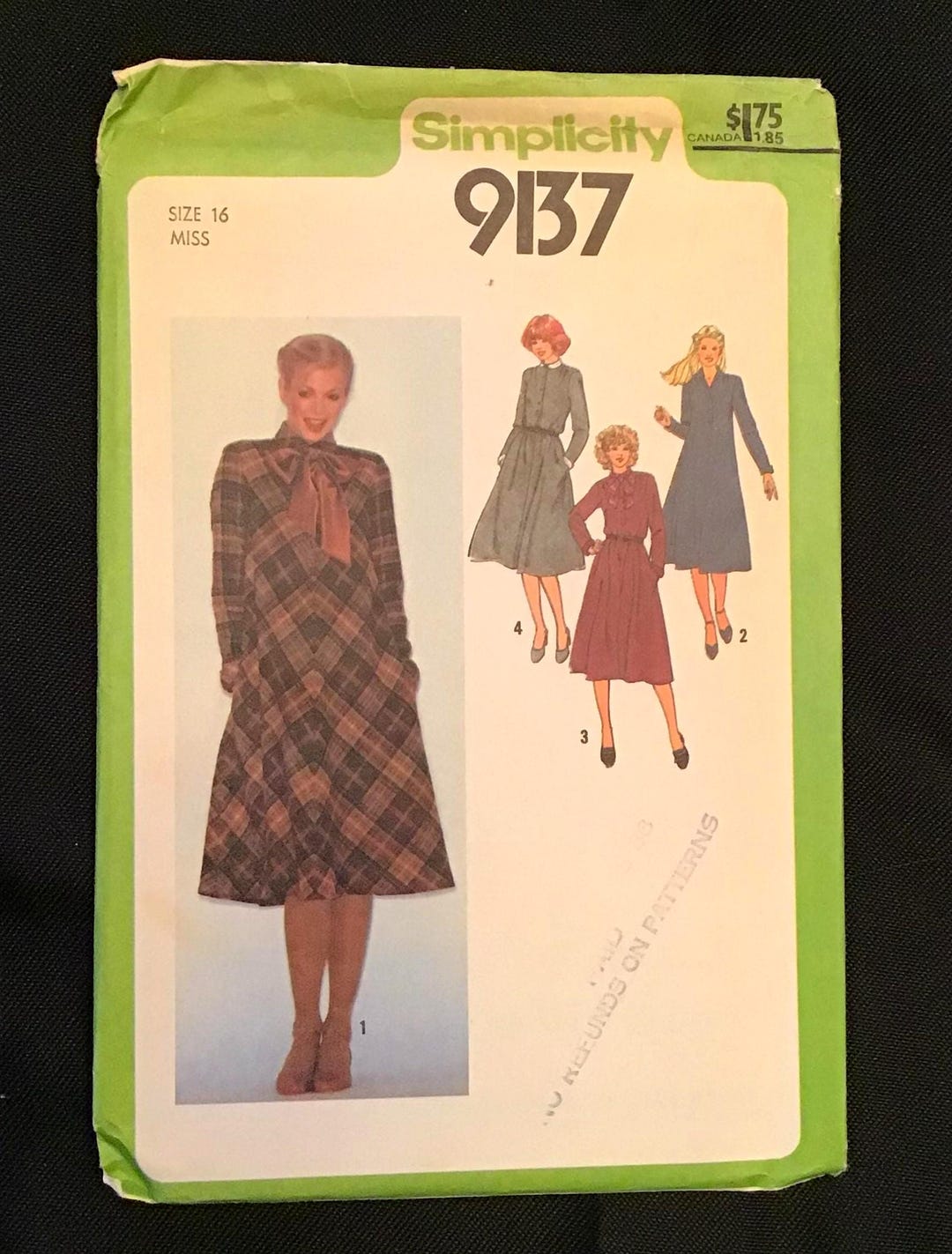 Vintage Sewing Pattern #9137 Simplicity, Misses' Long-sleeved Dress ...