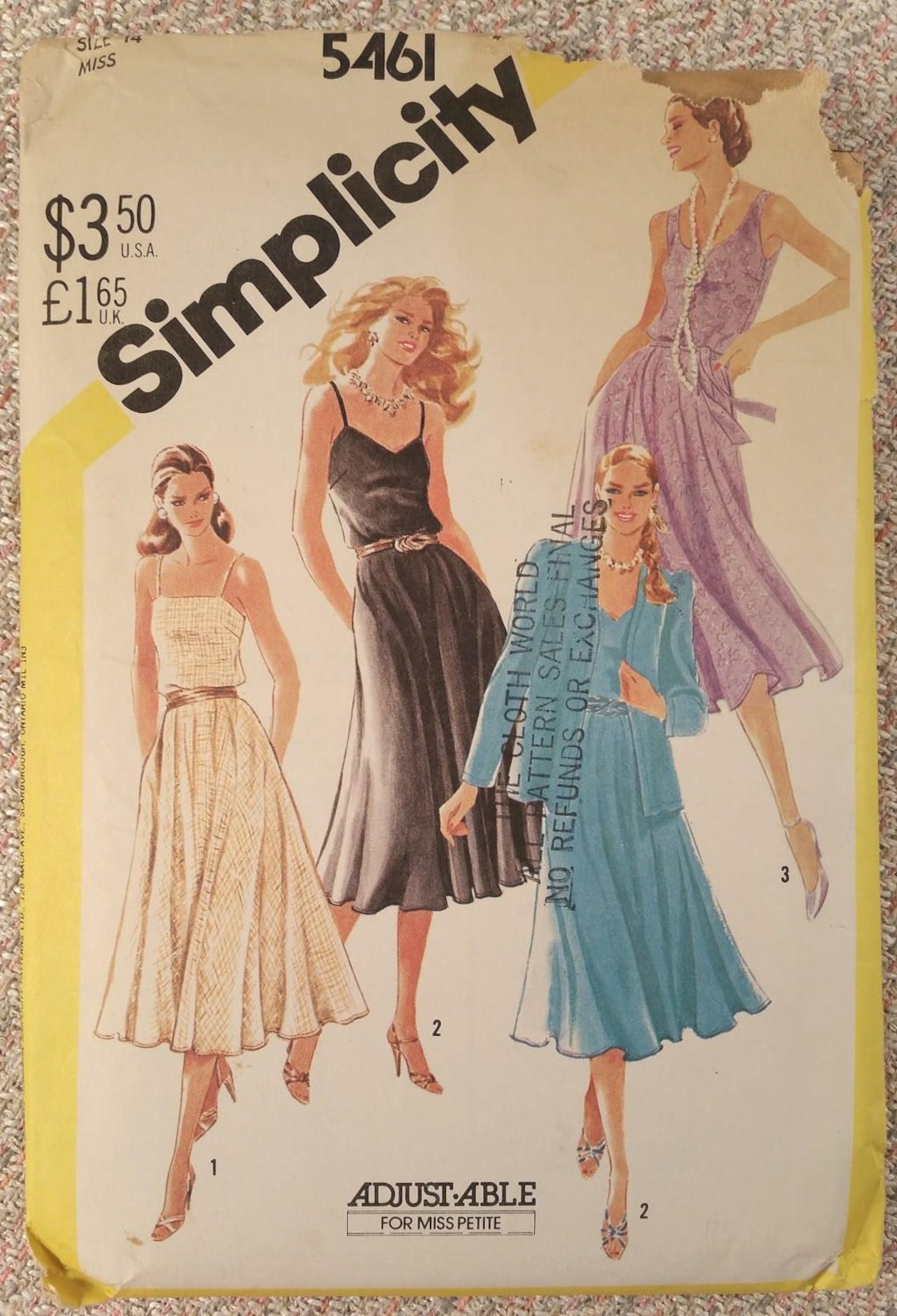 Vintage Sewing Pattern #5461 Simplicity, 1980's Fashion, Misses ...