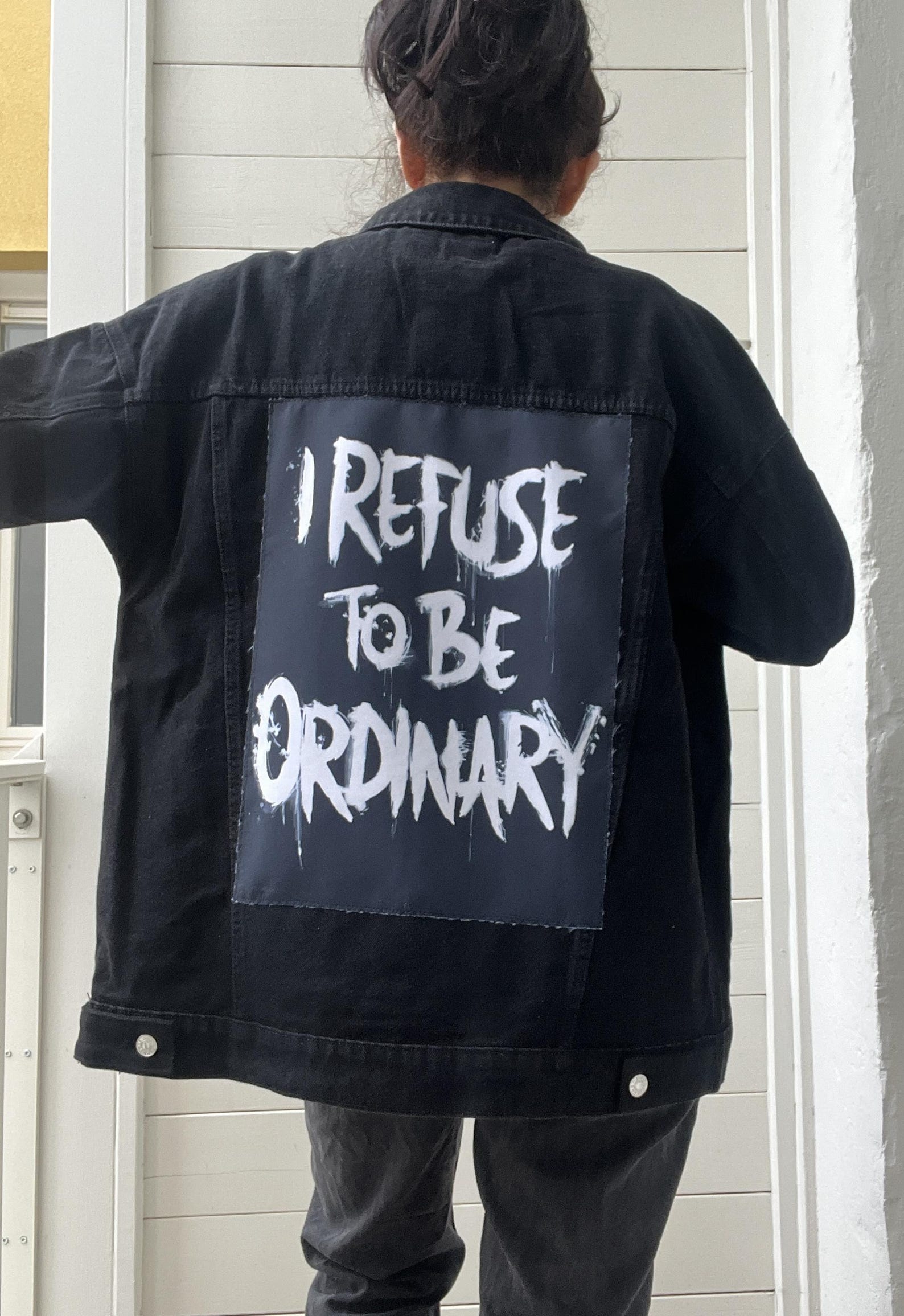 I Refuse to Be Ordinary Denim Jacket: Graffiti Art Patch, Oversized Fit ...