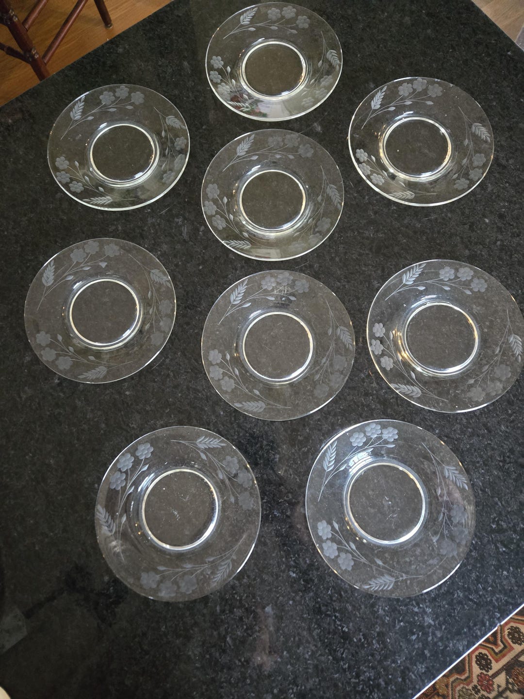 Vintage Etched Glass Bread Plates Clear Depression Glass - Etsy
