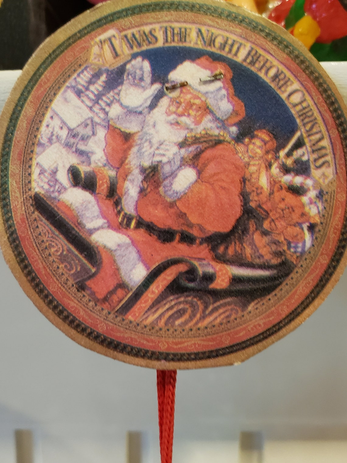 Vintage 1990s Decoupaged Santa Claus Ornament - Paper Mache Christmas ...