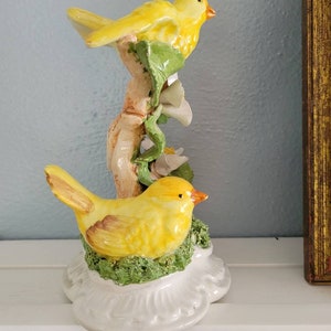 Vintage Italian Majolica Yellow Bird Figurine 2 Flowers Marked K-689 ...