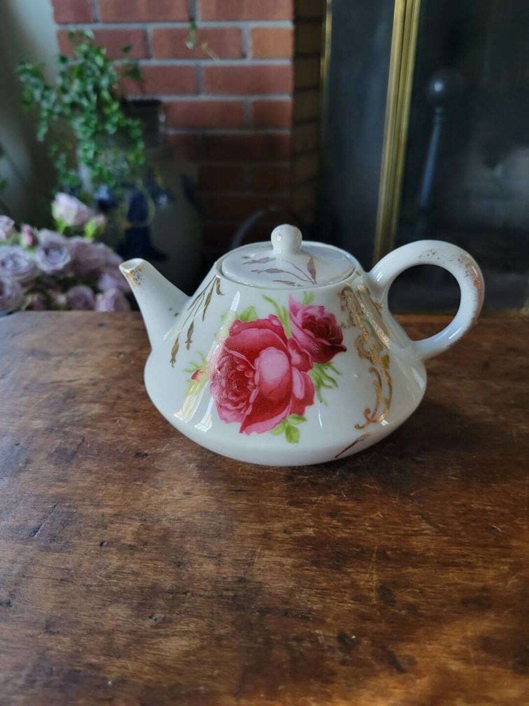 Very Small Teapot With Rose Design Bohemian Style Porcelain - Etsy