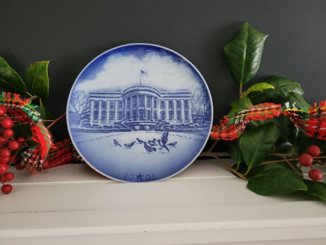 Bing and Grondahl Christmas Plate 2001: White House Winter Scene - Etsy