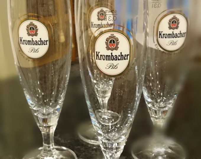 Krombacher Pils Beer Glasses/ German Beer Glasses/ Authentic Beer ...