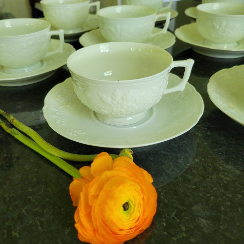 Vintage Raynaud Limoges Hawthorne Tea Cups and Saucers, Set of 10 - Etsy