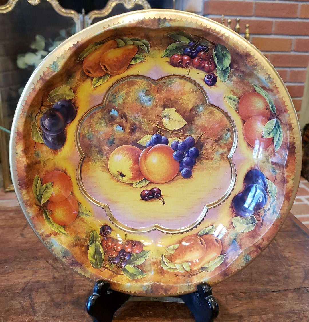 Vintage Fruit Design Tin Bowl - 1970s Daher Tin Bowl - Cottagecore ...