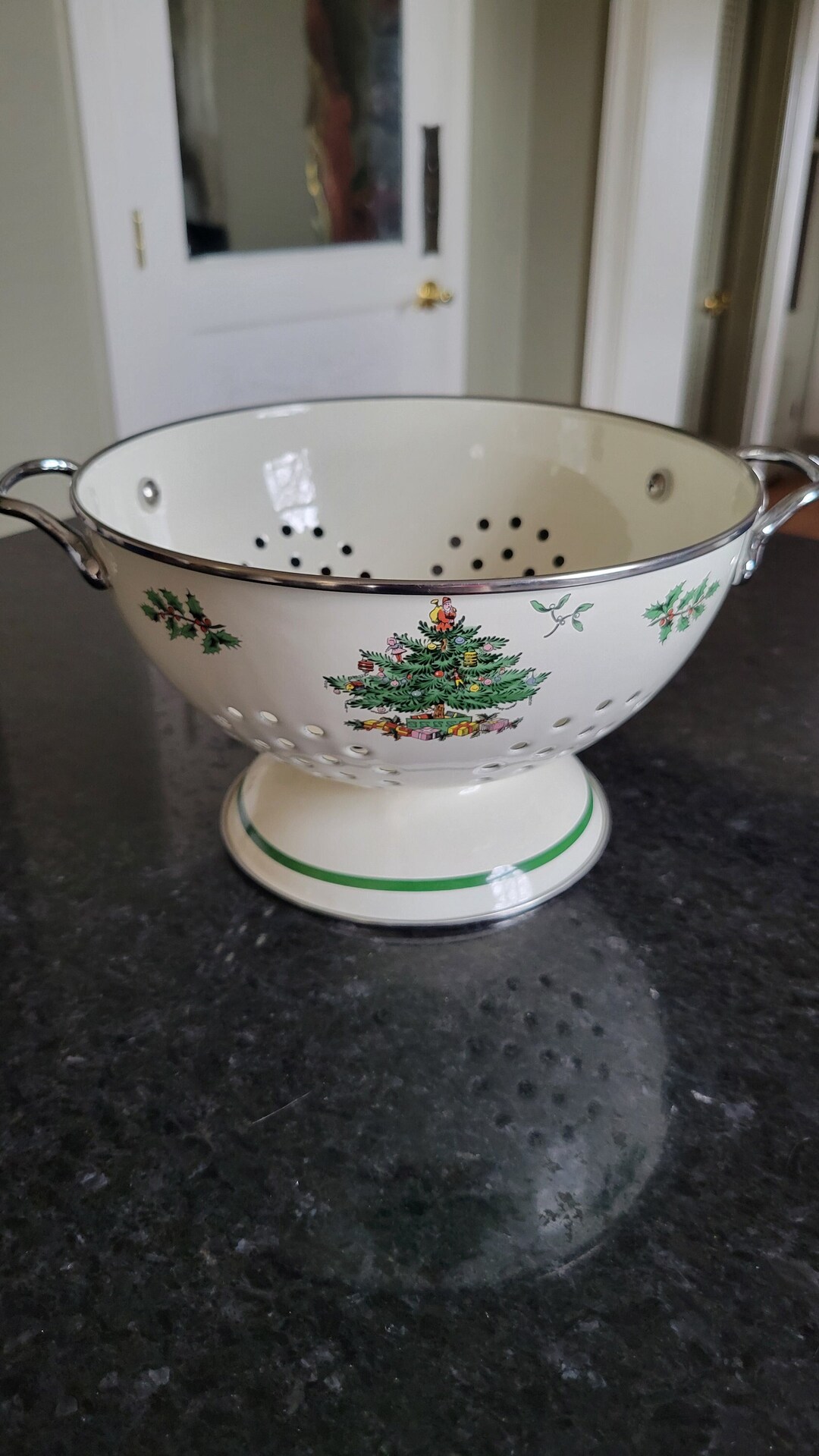 Vintage Spode Christmas Tree Enamel Colander Christmas Tree Enamel ...