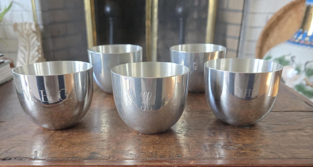 Vintage Stieff Pewter Jefferson Cups With Monticello Logo Thomas ...