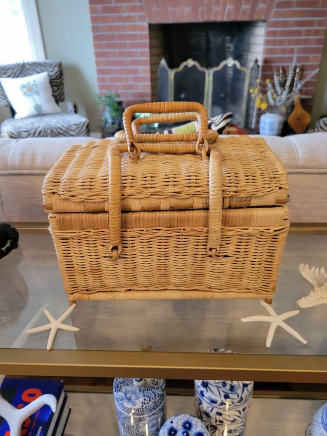 Double Handled Basket Small Hamper Style Basket Sewing Basket Basket ...