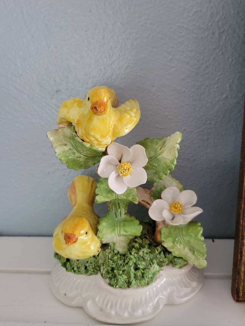 Vintage Italian Majolica Yellow Bird Figurine 2 Flowers Marked - Etsy