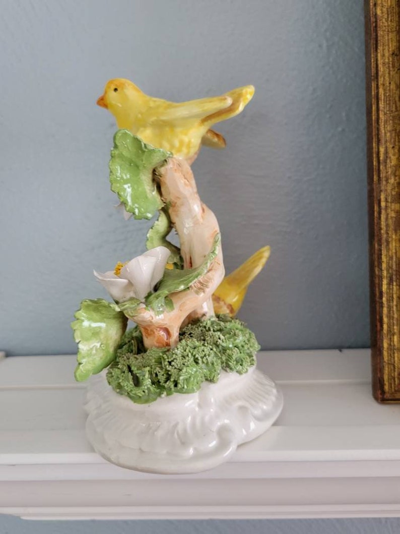 Vintage Italian Majolica Yellow Bird Figurine 2 Flowers Marked - Etsy