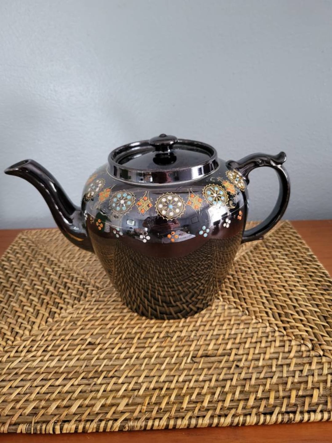 Vintage Brown English Teapot Brown Betty Teapot With Moriage Decoration ...
