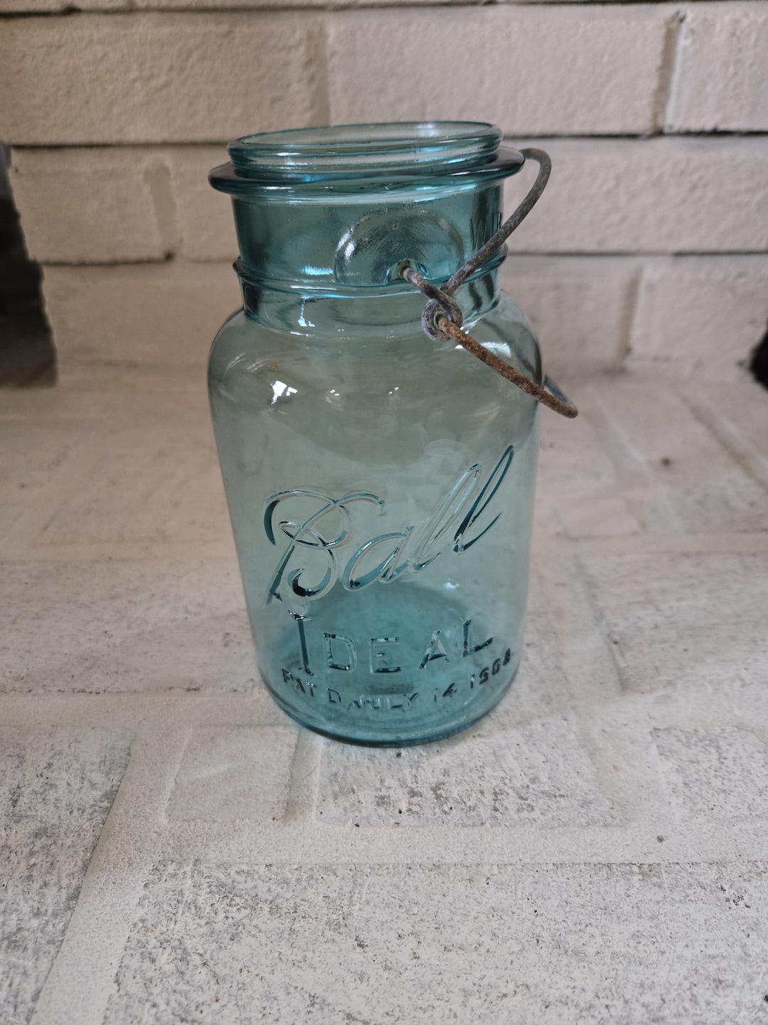Antique Blue Ball Ideal Mason Jar, Wire Bail Closure (no Lid) - Etsy