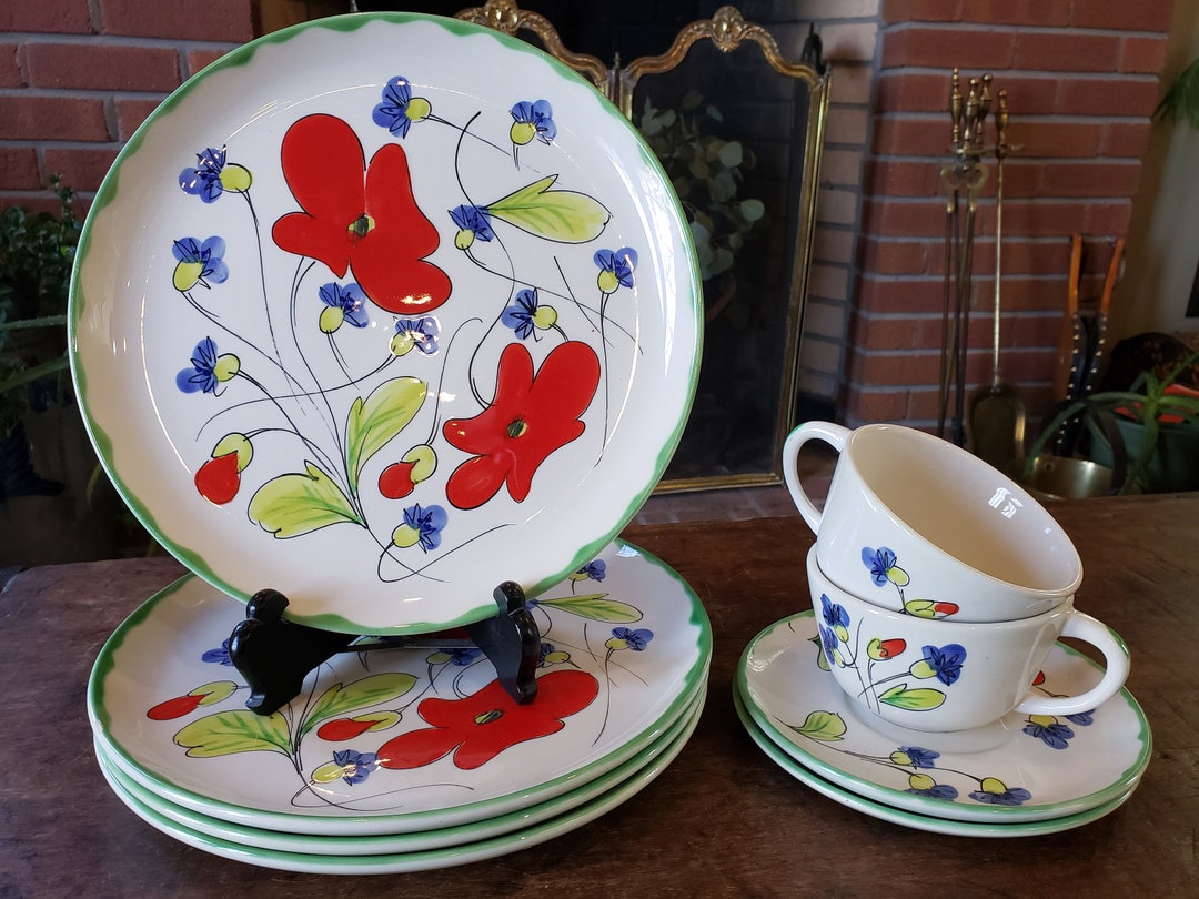 Vintage MC12 by Mancioli Red Poppy Dishware 1960s Made in Italy Dinner ...