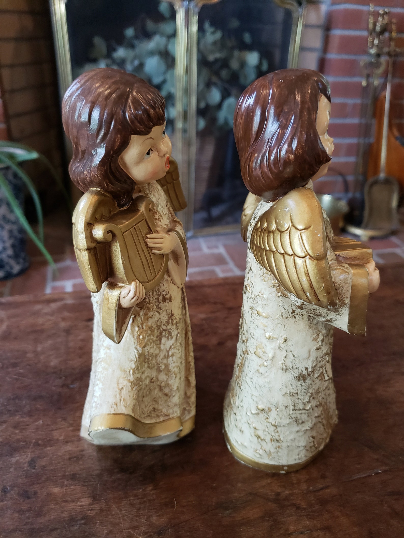 Vintage MCM Paper Mache Musical Angels Gold Angels Christmas | Etsy