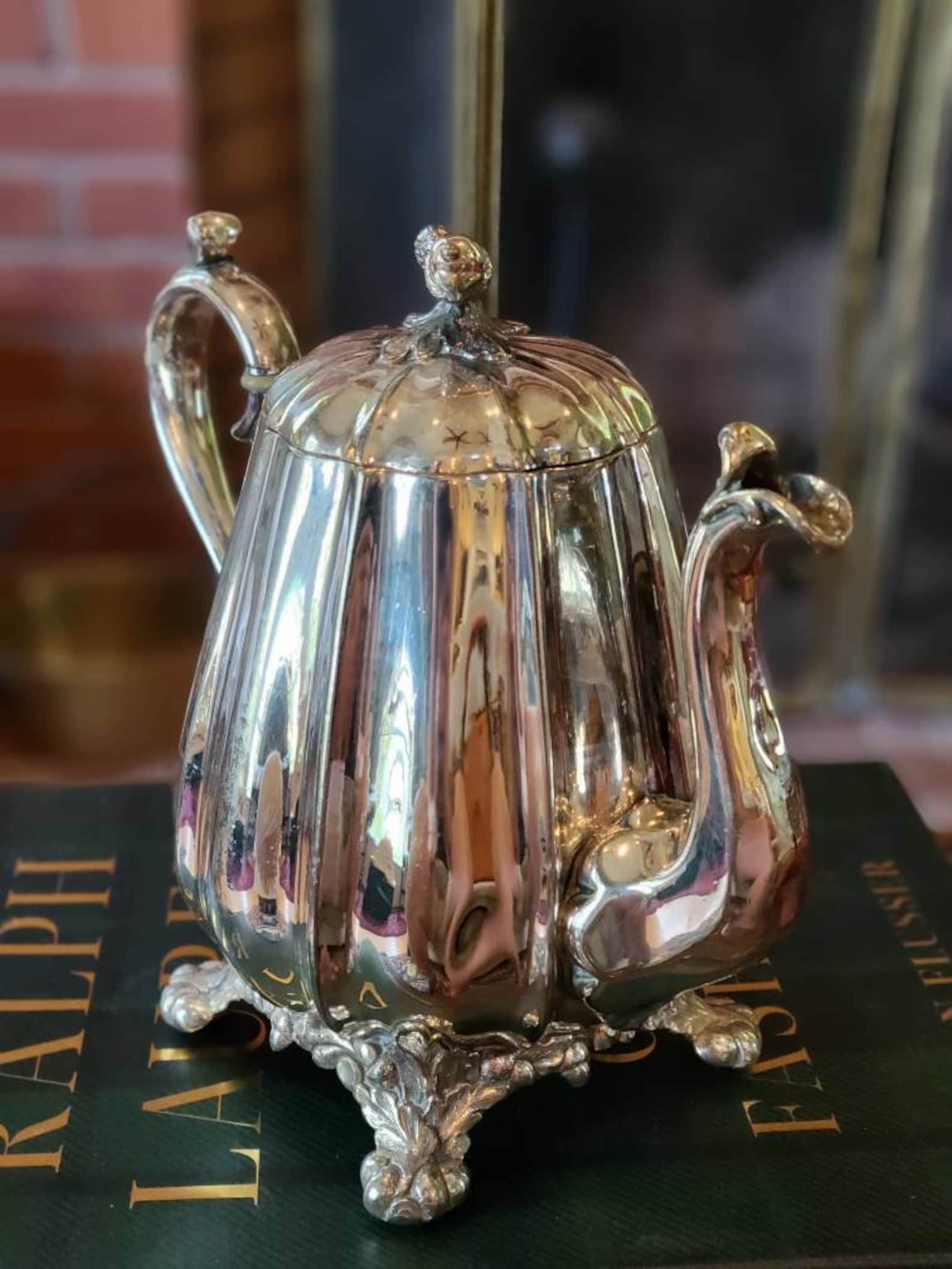 Antique Silverplate Teapot With Acorn Finial Victorian Silver - Etsy
