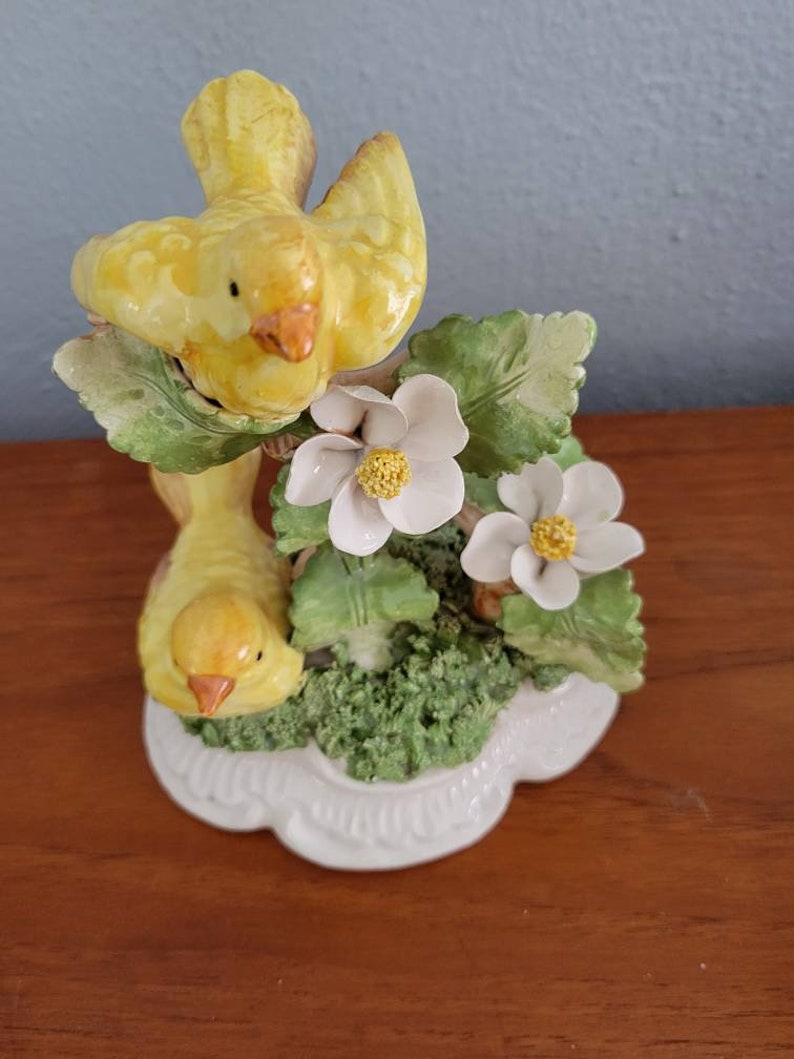Vintage Italian Majolica Yellow Bird Figurine 2 Flowers Marked - Etsy