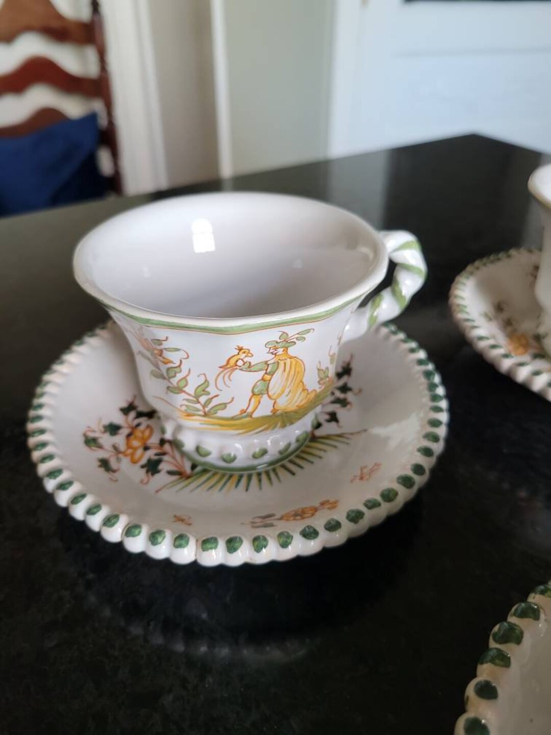 Vintage Italian Majolica Cups and Saucers, Hand-painted Renaissance ...