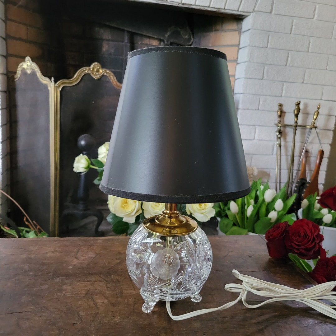 Vintage Cut Crystal Ball Accent Lamp Rose Bowl Crystal Lamp LAMPSHADE ...