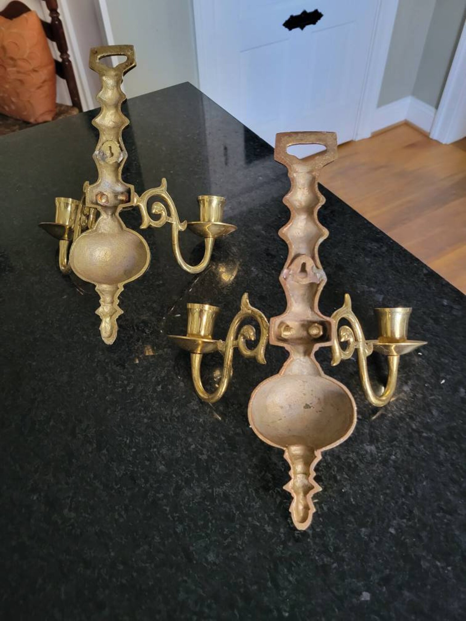 Vintage Colonial Style Brass Candle Sconces - Etsy