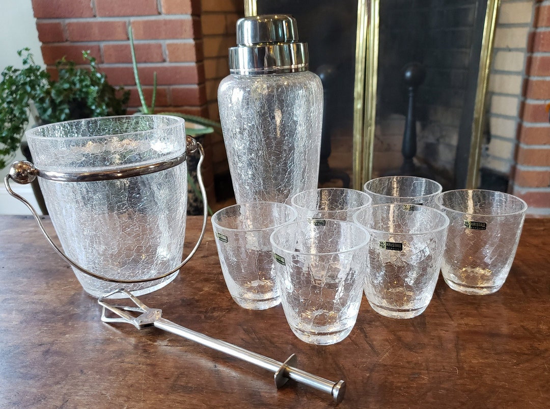 Vintage 1960s WMF Crackle Cocktail Set MCM Crystal Cocktail Set WMF ...