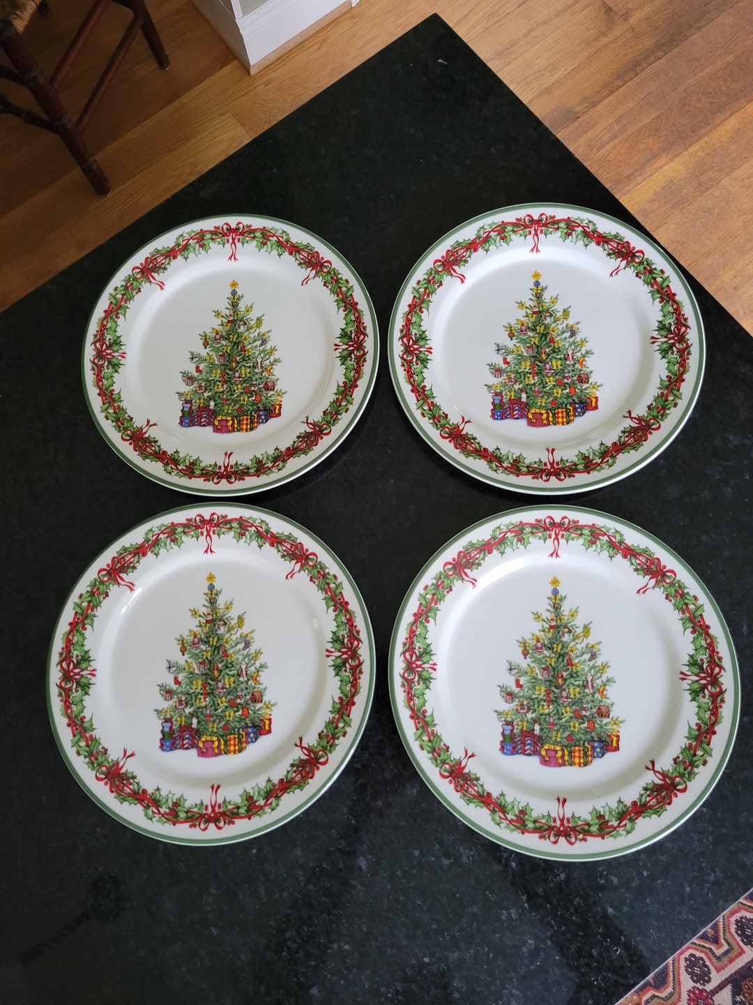 Christopher Radko Christmas Dinner Plates, Tree Design (set of 4) - Etsy
