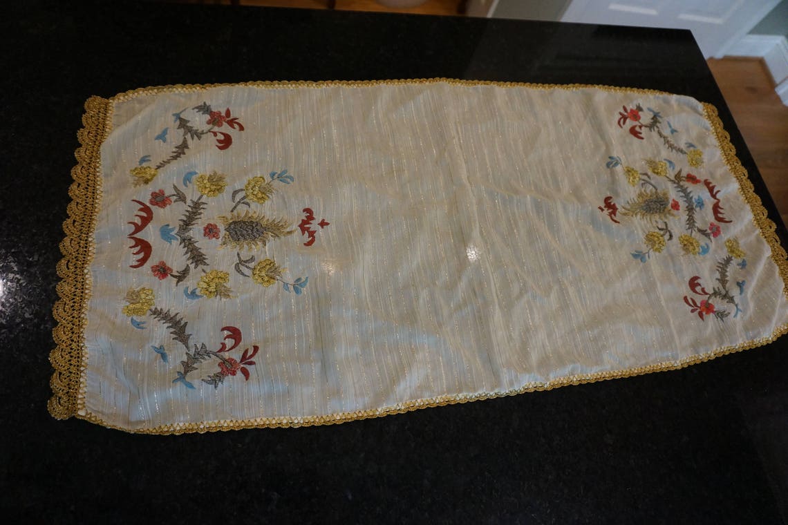 Vintage Embroidered Table Topper or Dresser Scarf Made of - Etsy