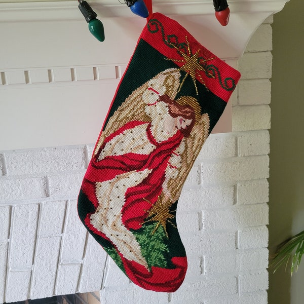 Angel Vintage Needlepoint Stocking - Etsy