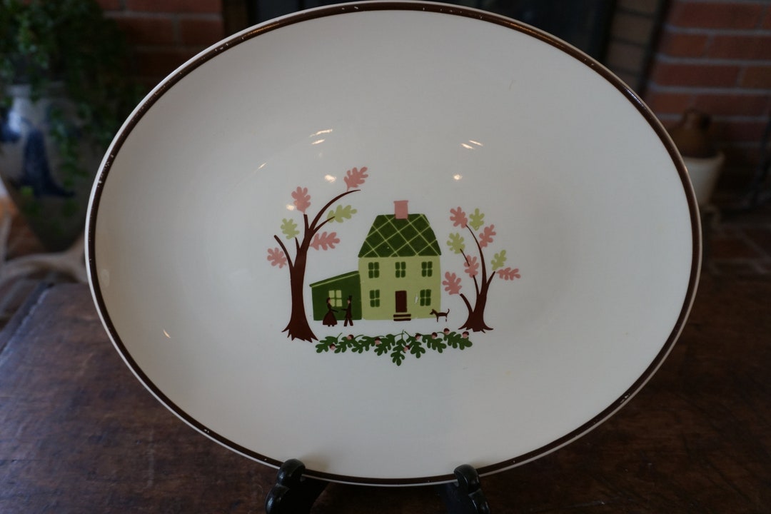 Vintage Knowles Twin Oaks Platter - 1950s Twin Oaks Large Platter Edwin ...
