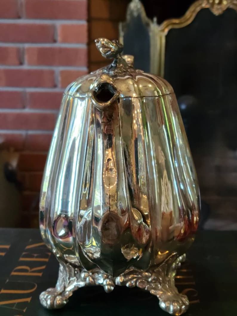 Antique Silverplate Teapot With Acorn Finial Victorian Silver - Etsy