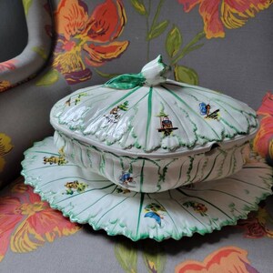 Vintage Italian Majolica Tureen Lettuce Tureen With Underplate Italian ...