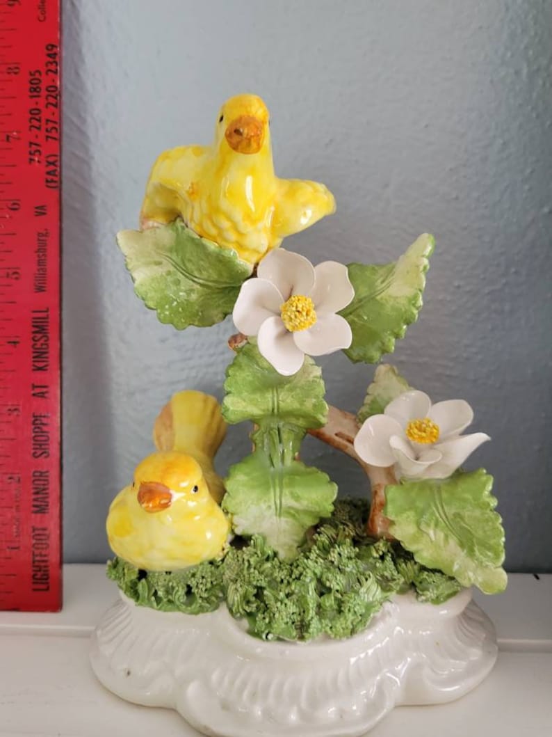Vintage Italian Majolica Yellow Bird Figurine 2 Flowers Marked - Etsy