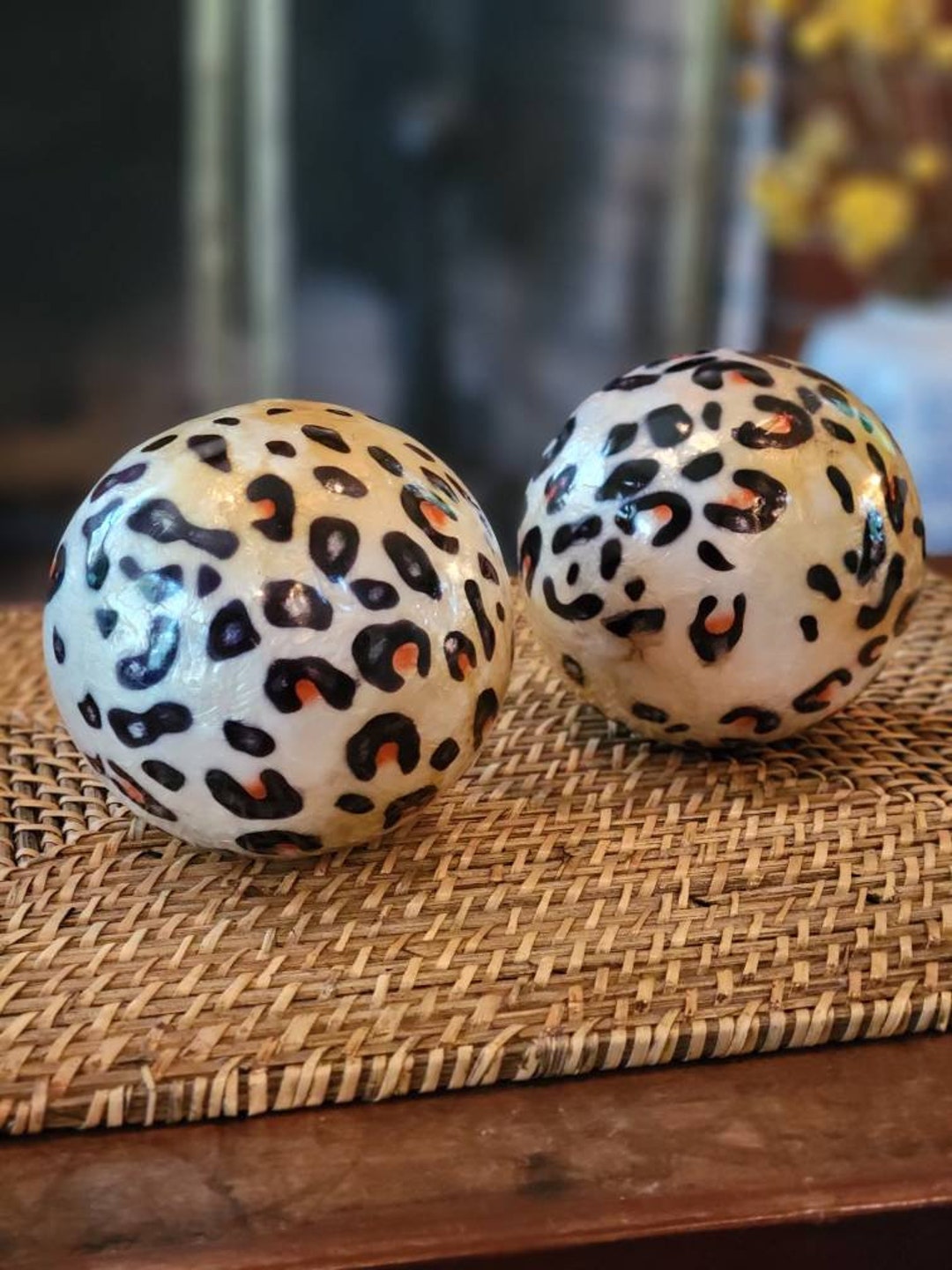 Decorative Capiz Shell Leopard Print Balls Cheetah Print Capiz Shell ...